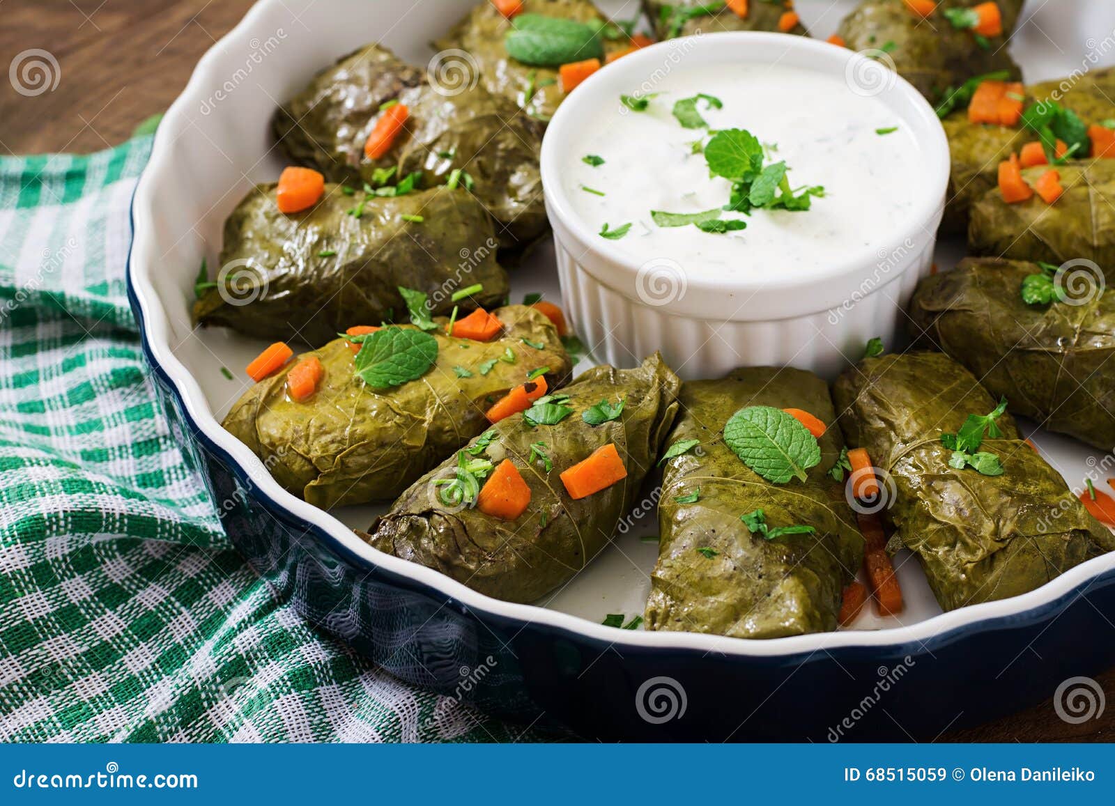 Dolma Stuffed with Rice and Meat Stock Image - Image of leaf, green ...