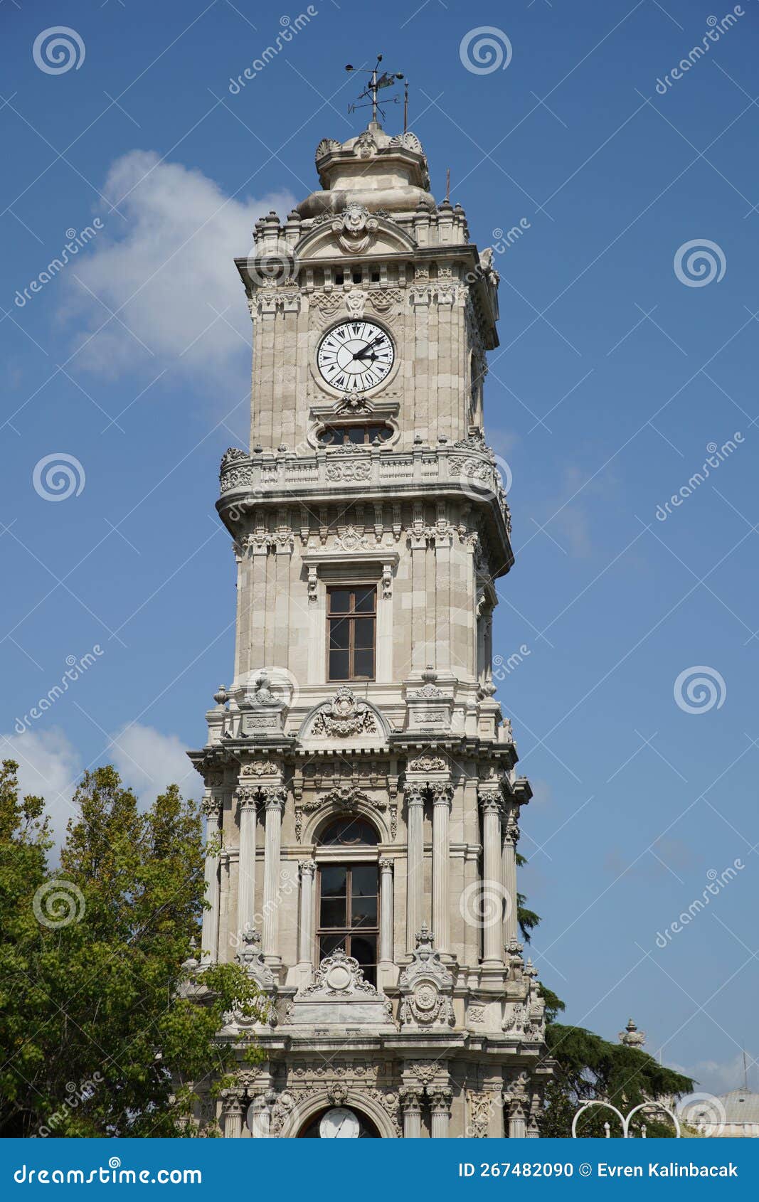 Dolmabahce Clock Tower in Istanbul, Turkiye Stock Photo - Image of ...