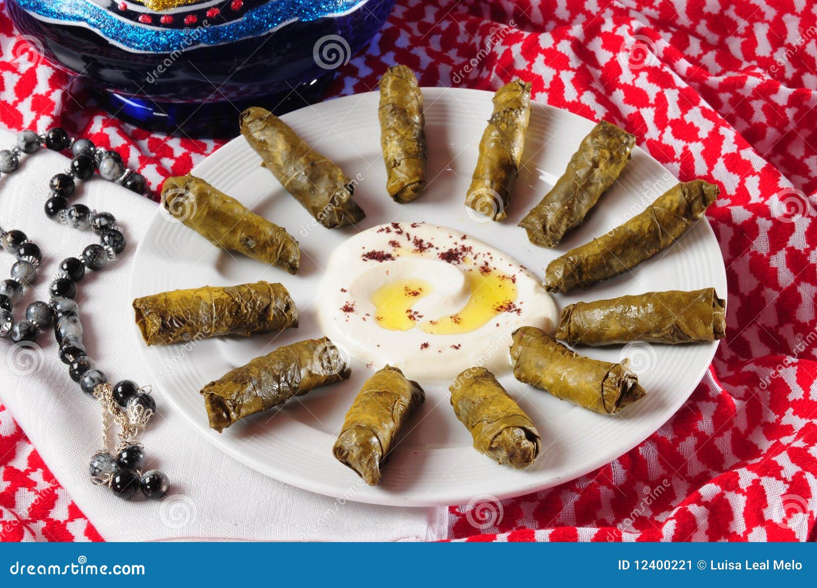 Dolmades with laban stock image. Image of leaves, greek - 12400221