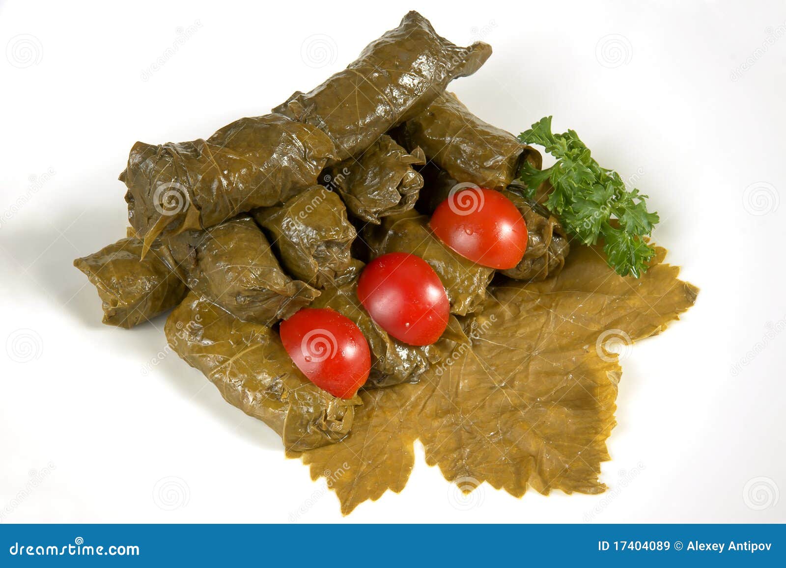 Dolmas (sarma, Dolmadakia) on Grape Leaf Stock Image - Image of garnish ...