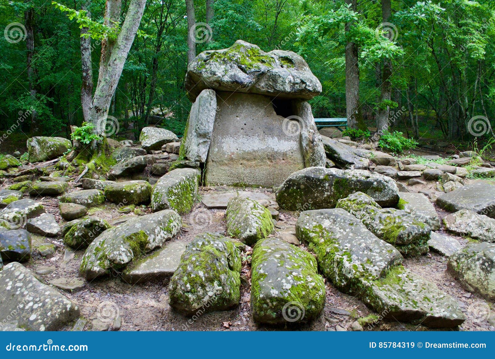 Dolmen in the forest. stock image. Image of green, stones - 85784319