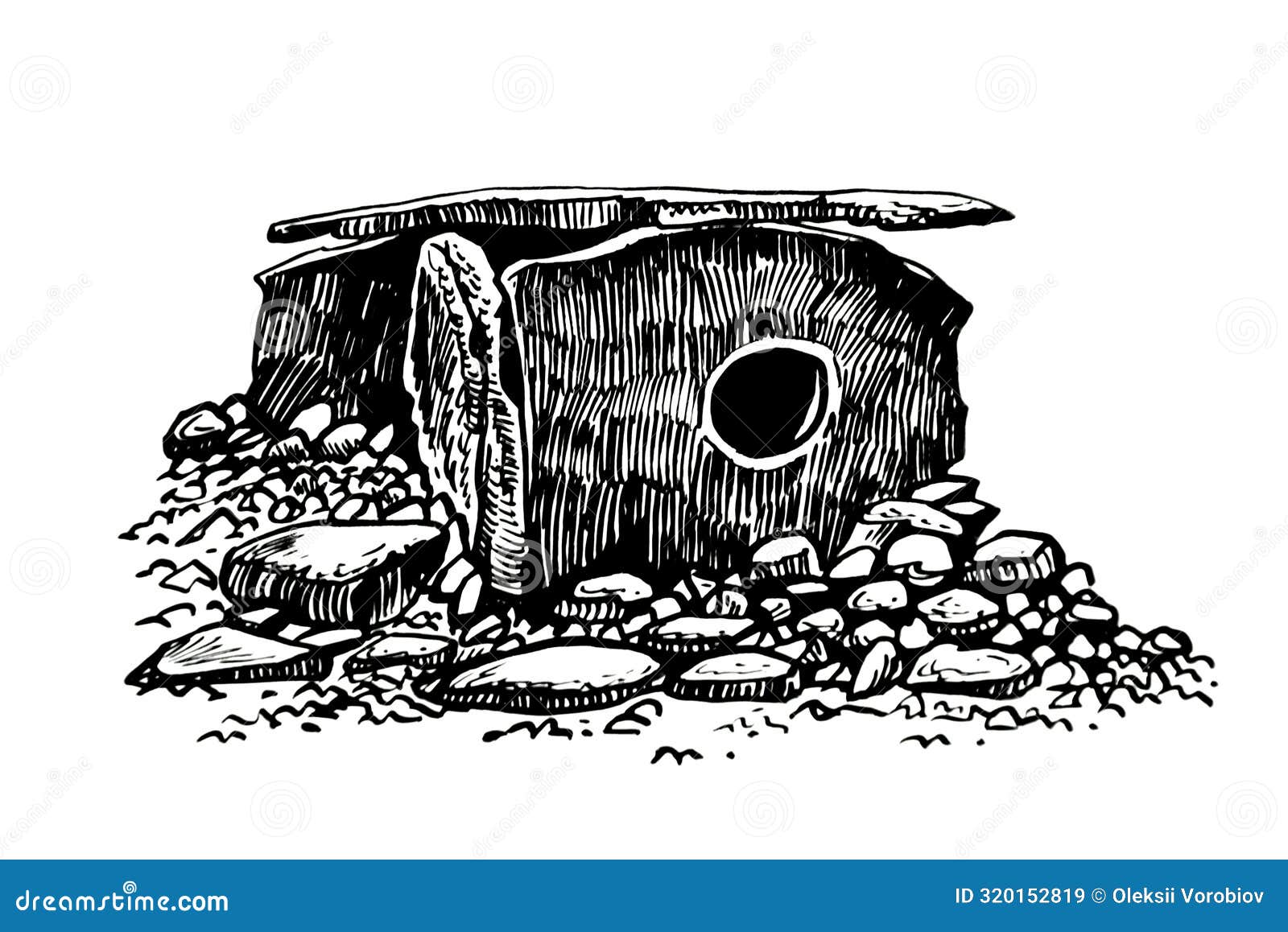 Dolmen On A Background Of Nature. Cartoon. Vector Illustration ...