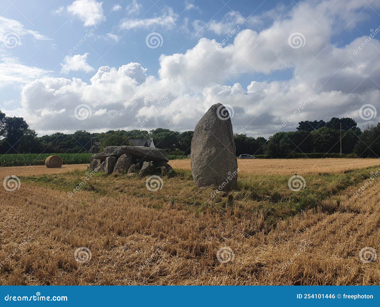 Dolmen and Menhir in a Field Stock Photo - Image of nature, pasture ...