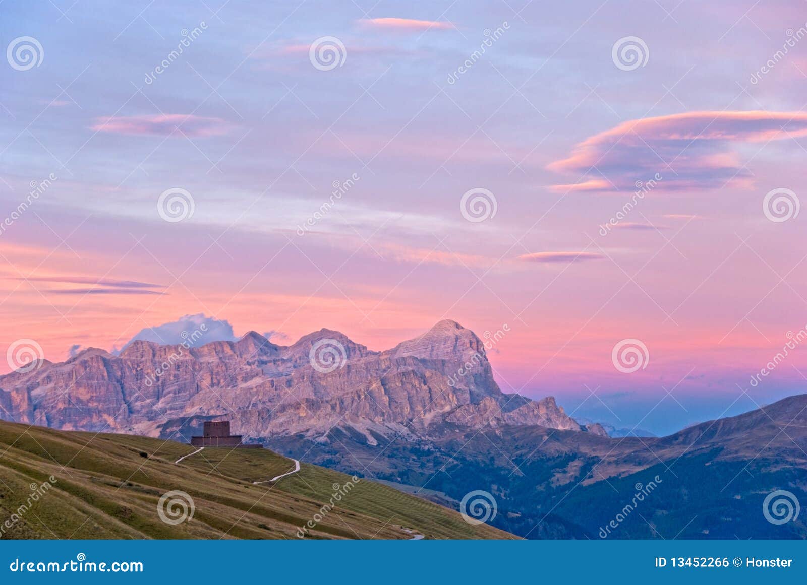 Dolomite Sunset stock photo. Image of forest, colorful - 13452266