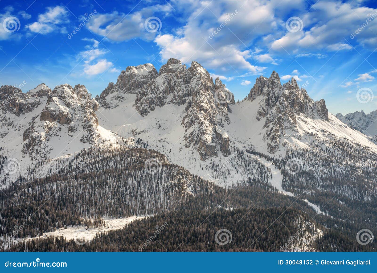 Dolomites, Italy. Beautiful Scenario with Snow-Covered Mountains Stock ...