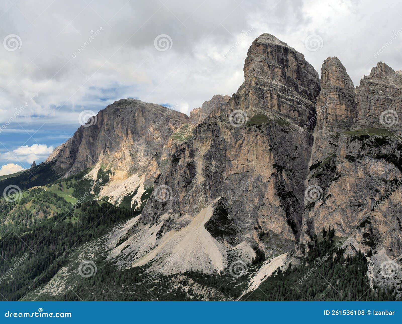 Dolomites Mountains Badia Valley View Panorama Stock Photo - Image of ...