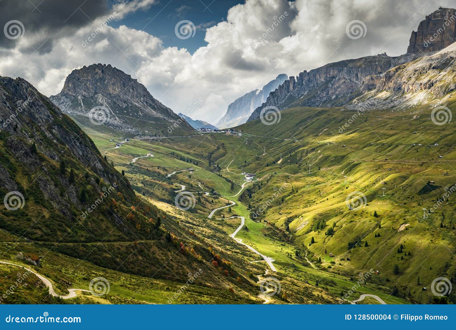 Dolomites pass pordoi stock photo. Image of mountain - 128500004