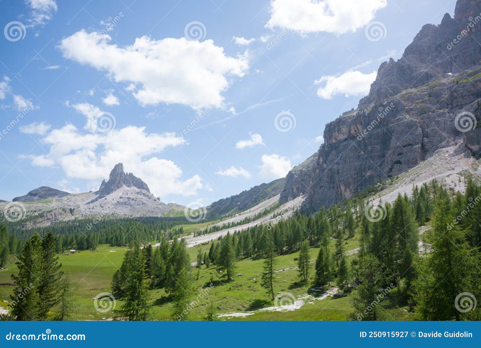 Dolomites Range Landscape. Summer Mountain Panorama Stock Image - Image ...