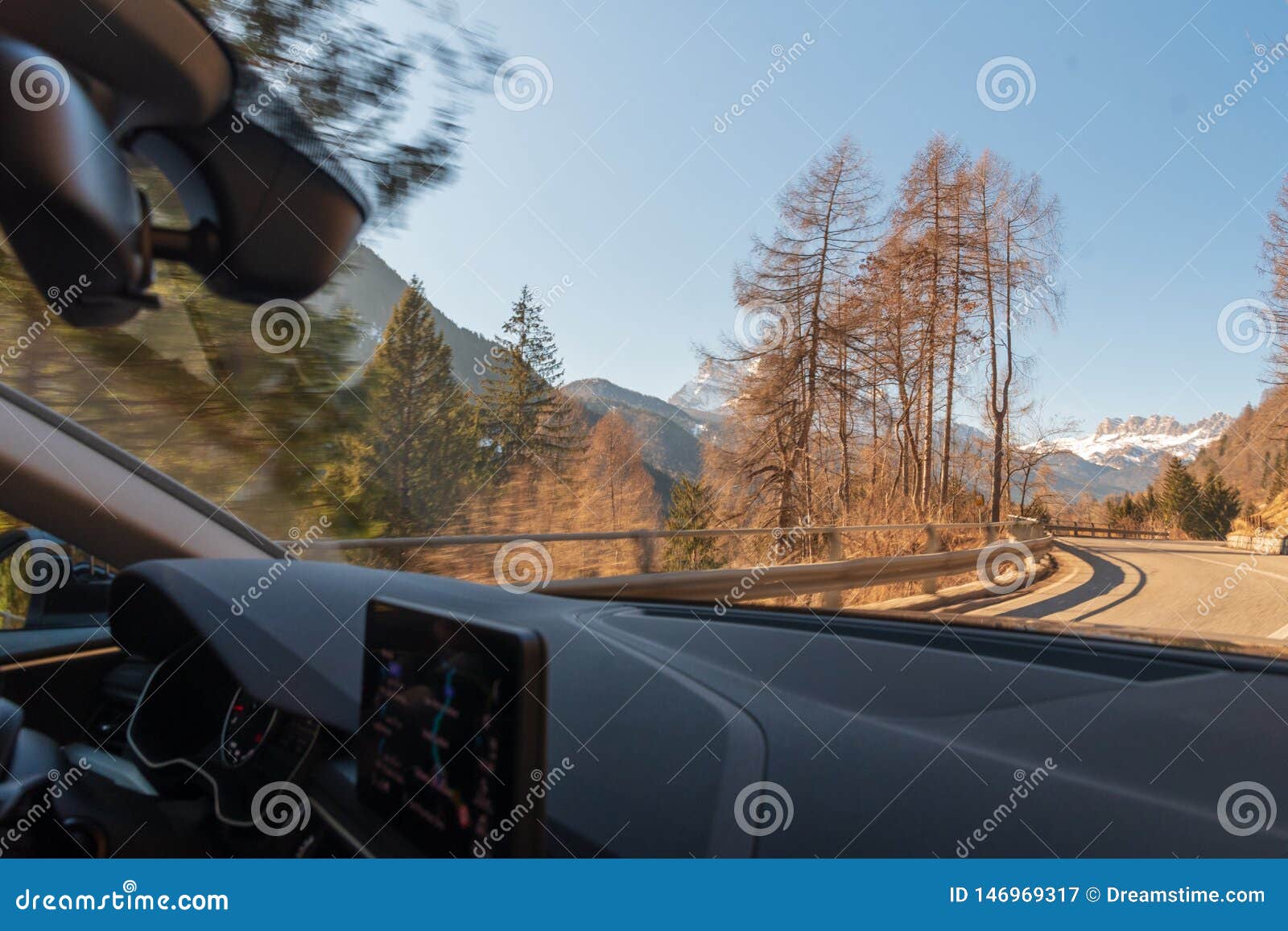 Dolomites in Spring and Road from the Car Stock Image - Image of peak ...