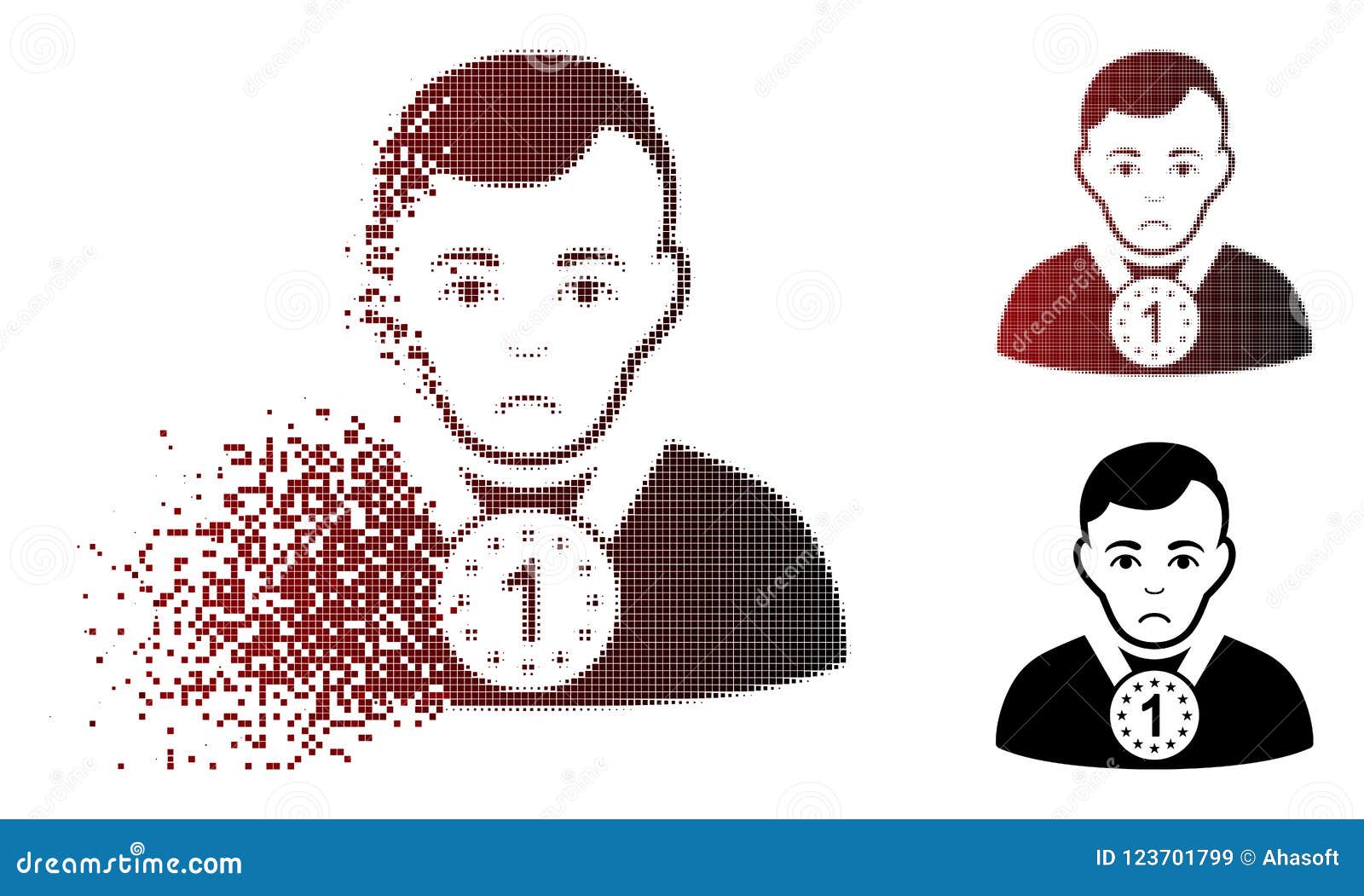 Sadly Dissipated Pixelated Halftone Champion Icon Stock Vector ...