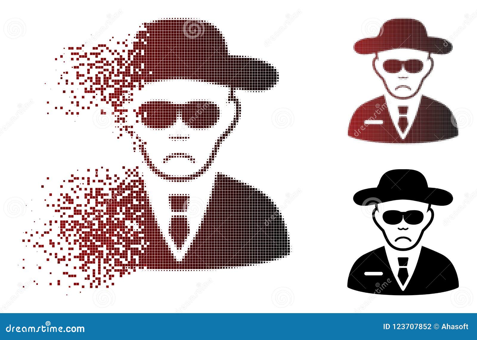 Sad Destructed Pixelated Halftone Spy Icon Stock Vector - Illustration ...