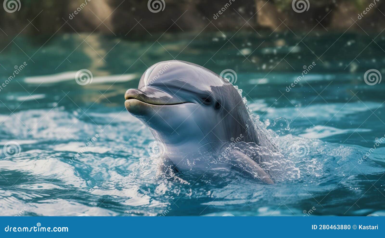 Dolphin on the Water Surface Stock Illustration - Illustration of ...