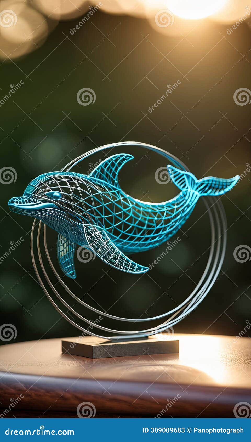 Dolphin Bent Wire Figure on Blurred Backdrop, Abstract Wire Dolphin ...