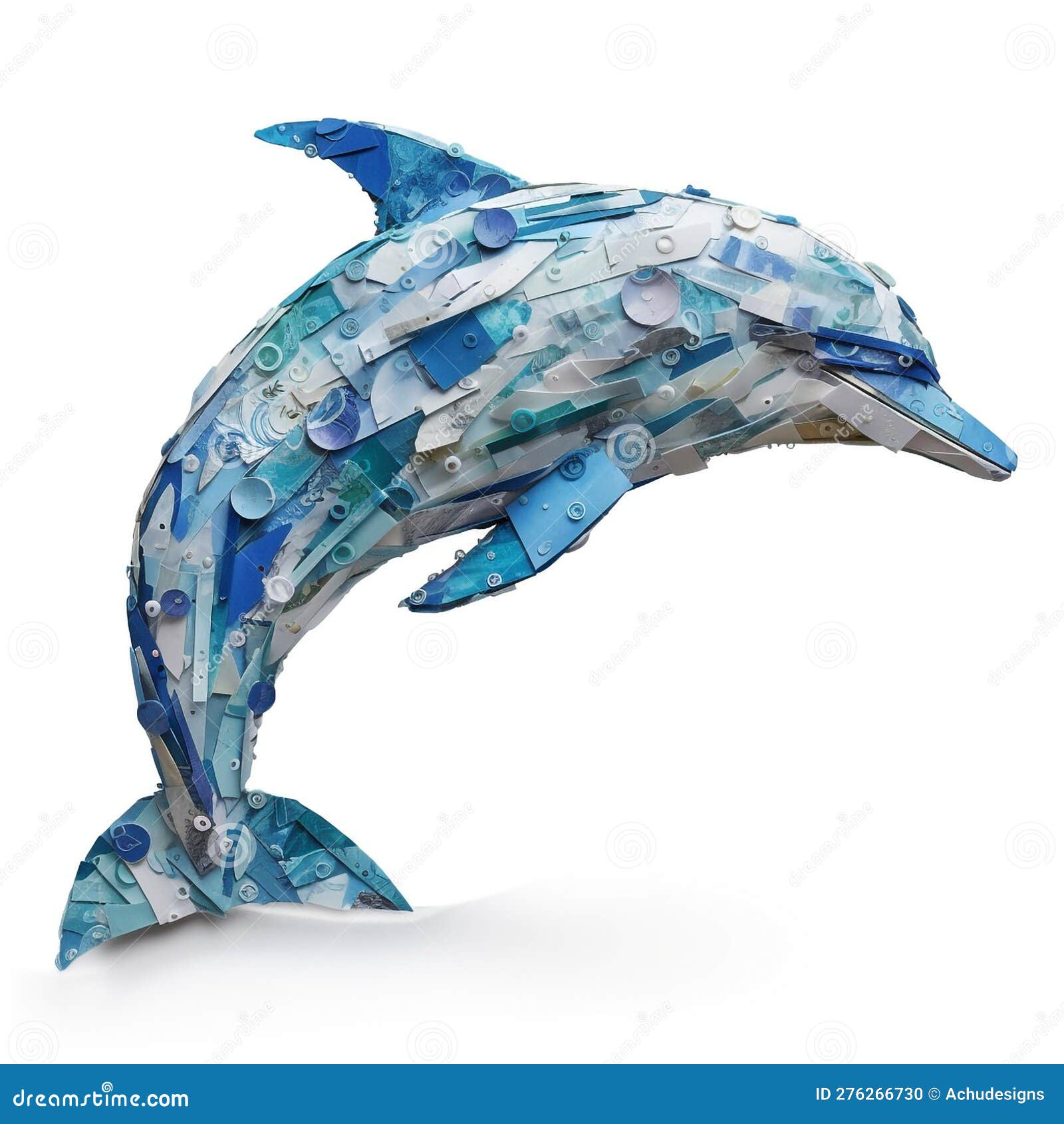 A Dolphin Created Using Layers of Torn Paper Stock Illustration ...