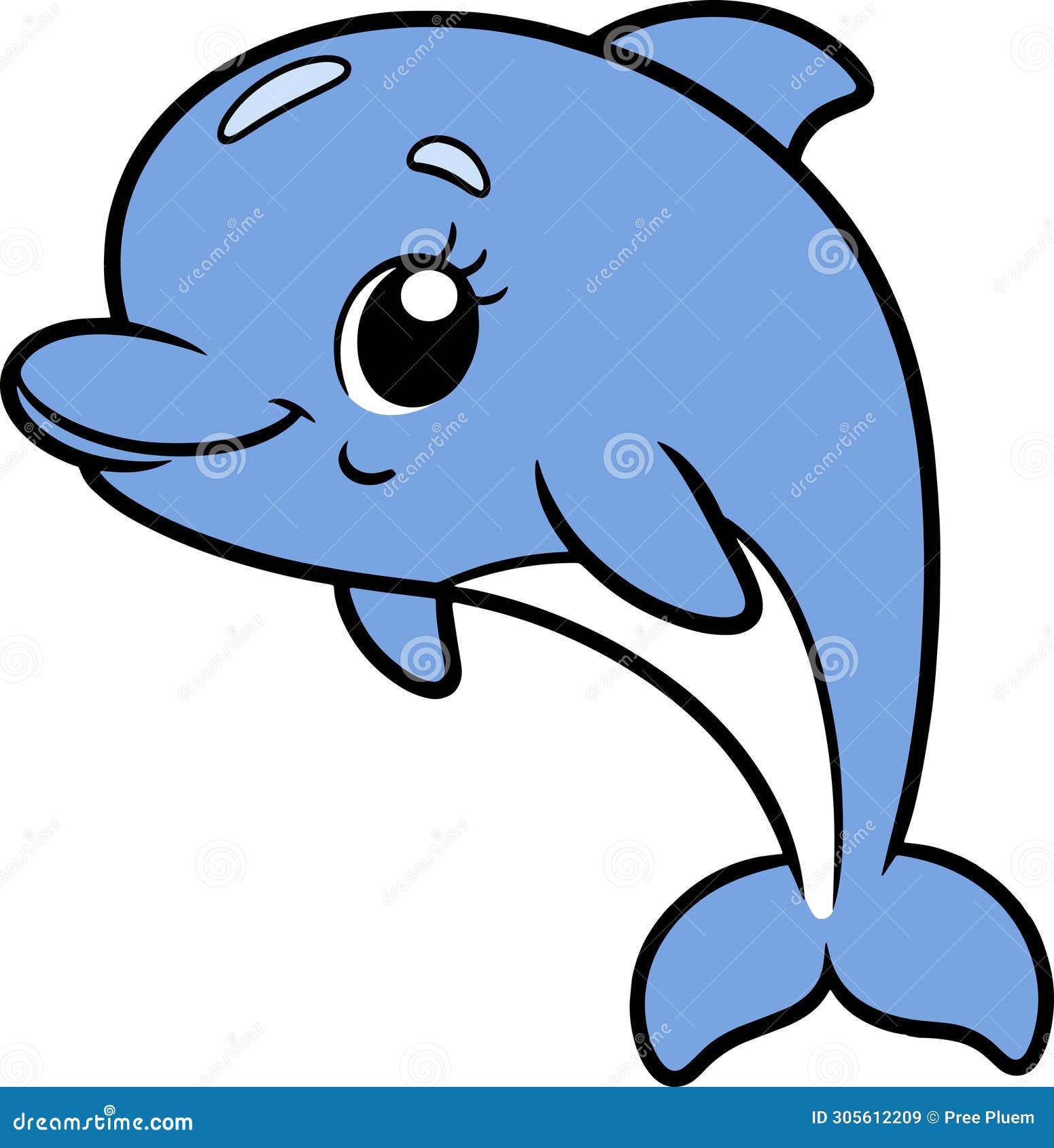 Dolphin Cartoon Character Clipart Vector Isolte Stock Illustration ...