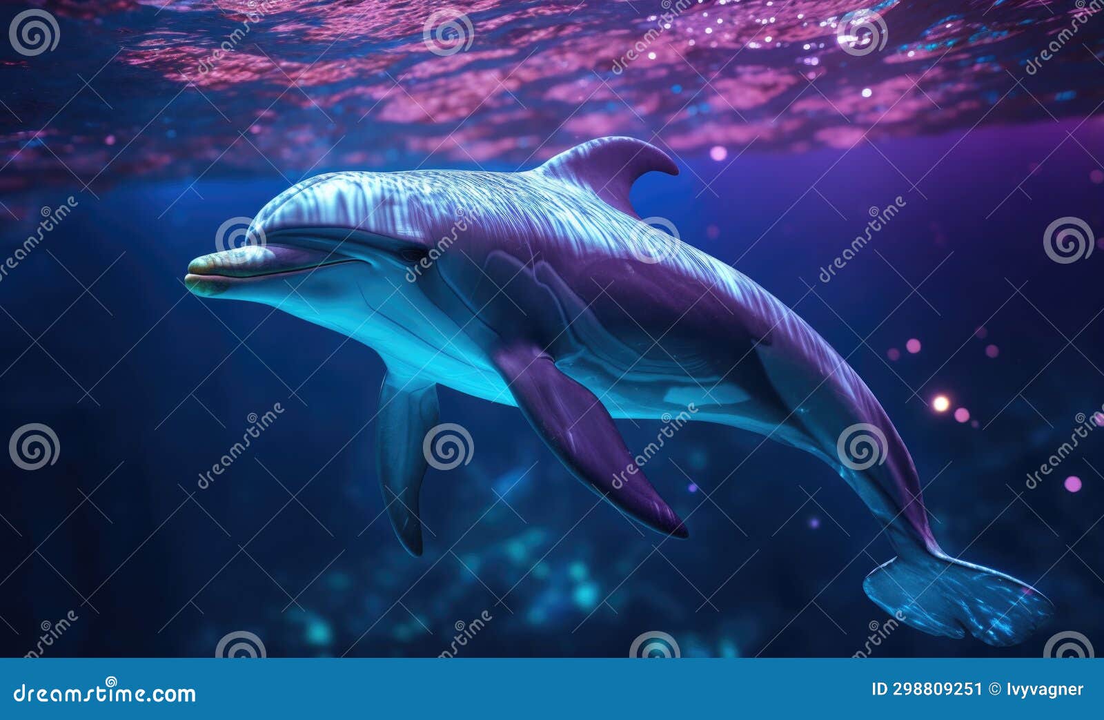 Dolphin in the Deep Blue Sea. Dolphin Swimming Underwater in Beautiful ...