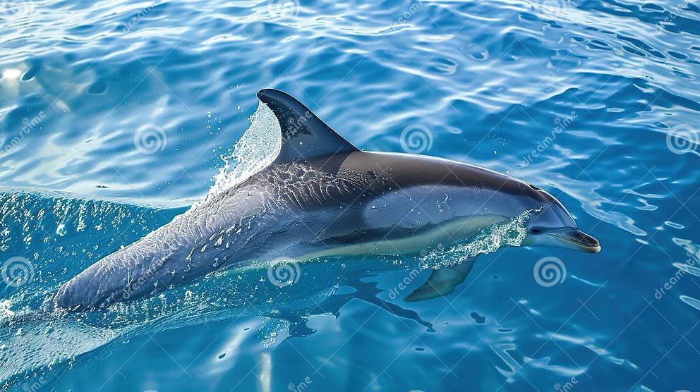 Dolphin Floating in the Blue Lagoon. Generative Ai Stock Illustration - Illustration of splash ...