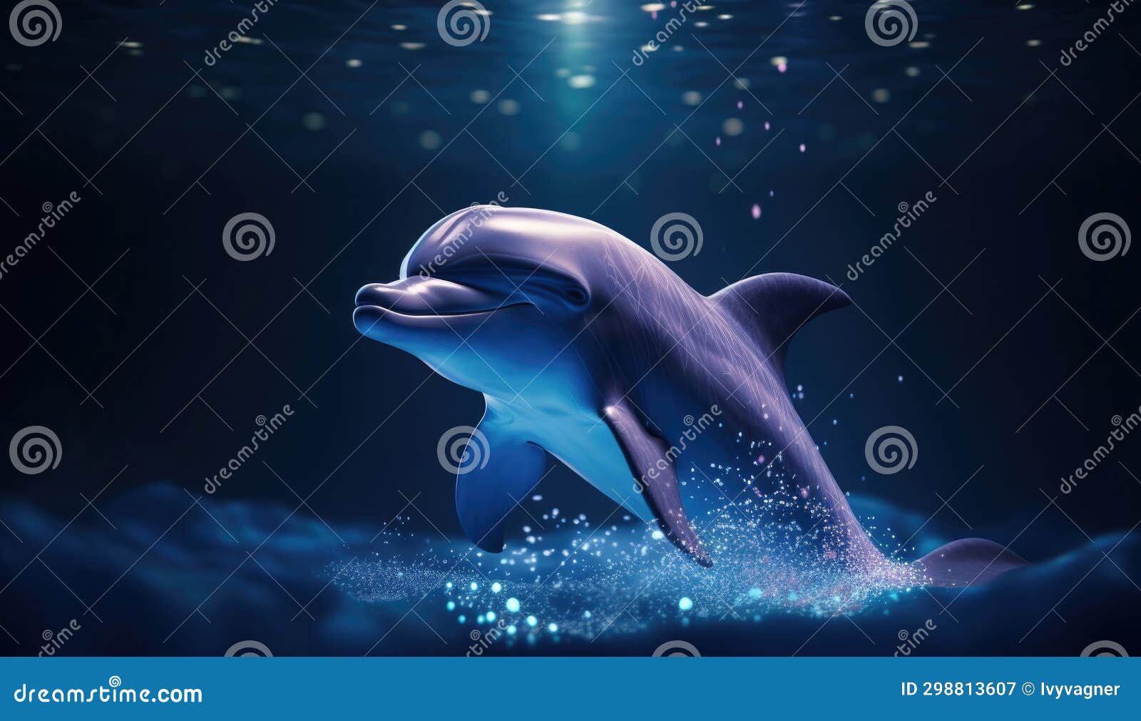 Dolphin Floating in the Ocean. Dolphin in Magic Light Stock Image - Image of portrait, reef ...