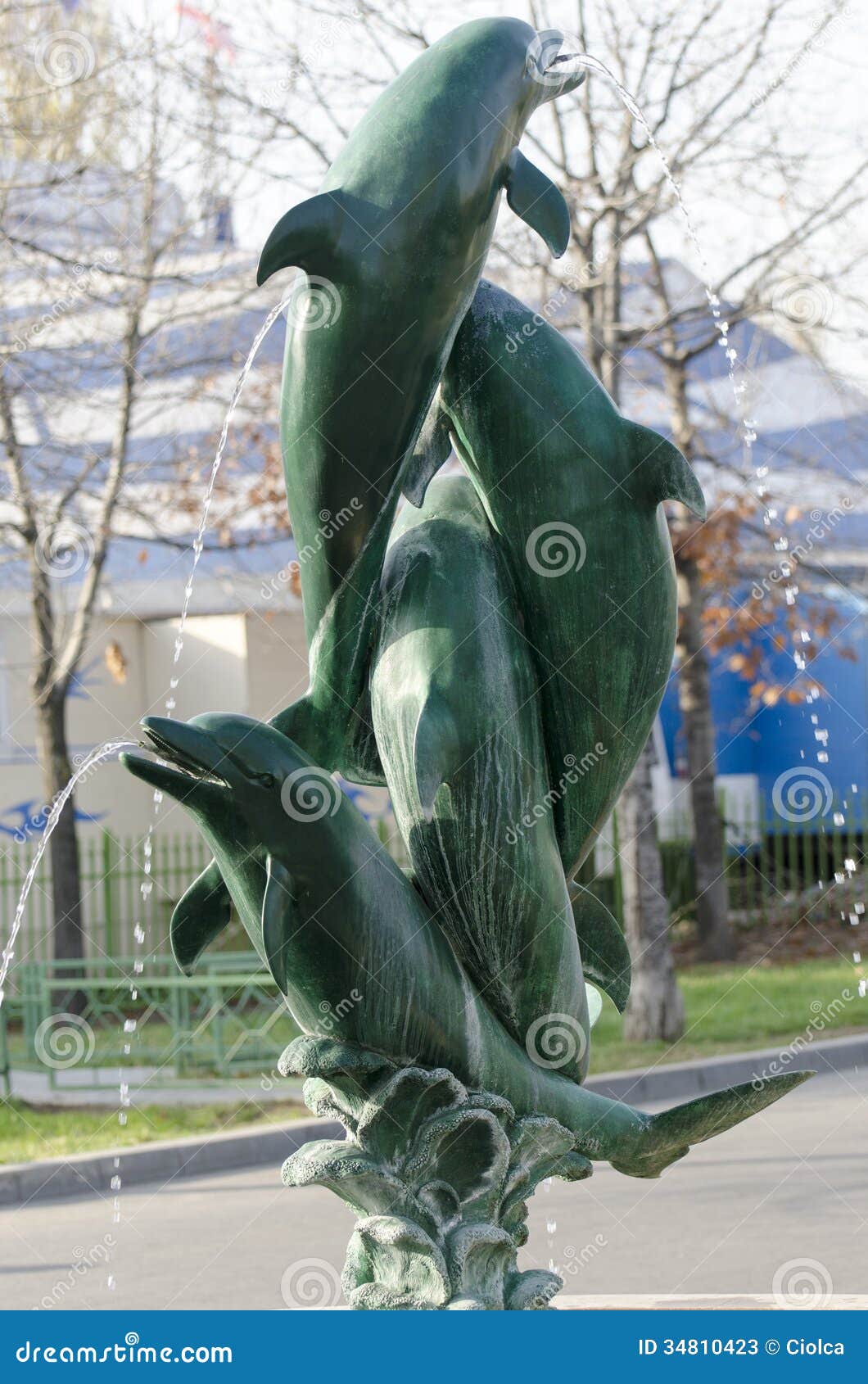 Dolphin fountain stock image. Image of spray, park, tourism - 34810423