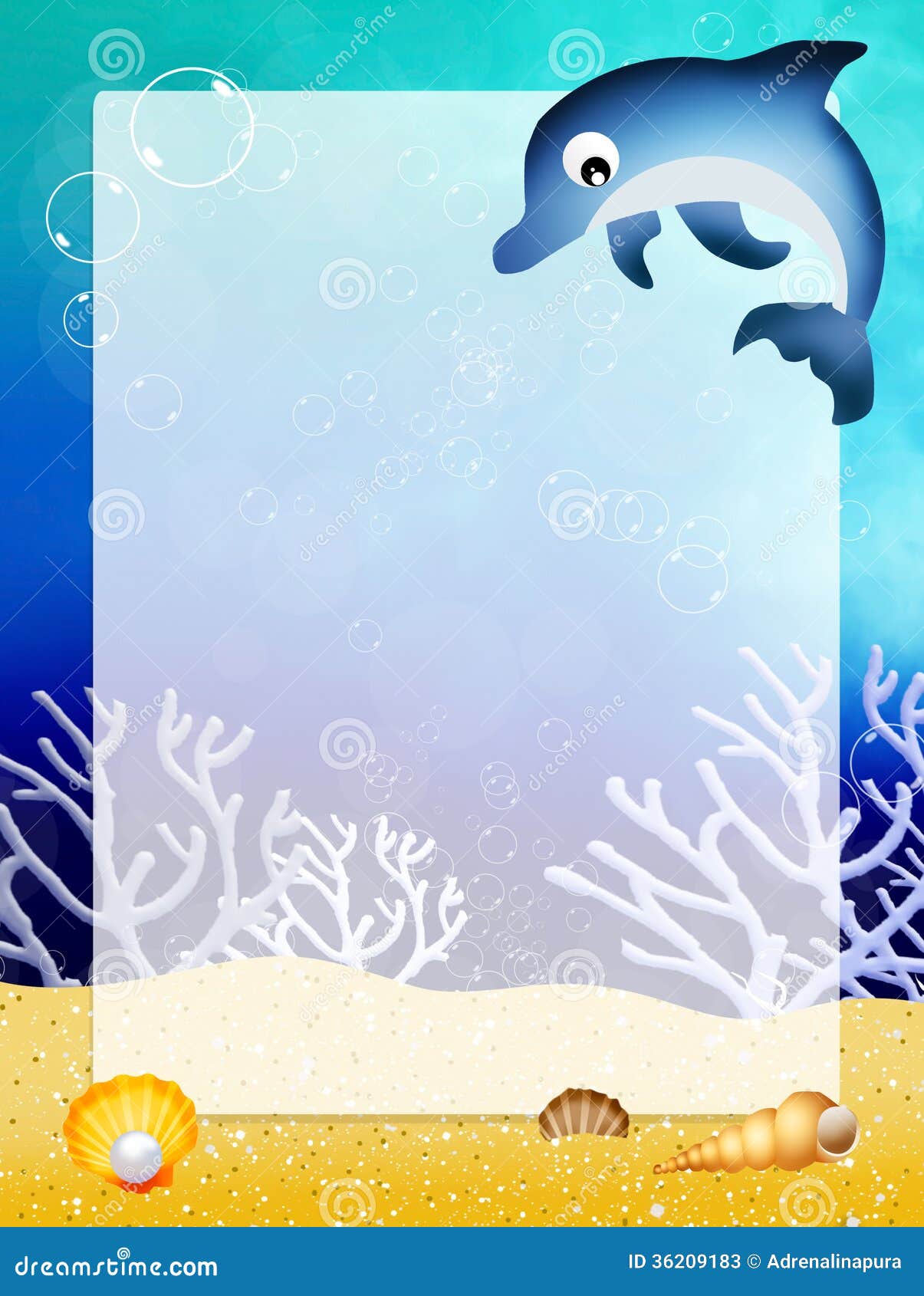 Dolphin with frame stock illustration. Illustration of animal - 36209183