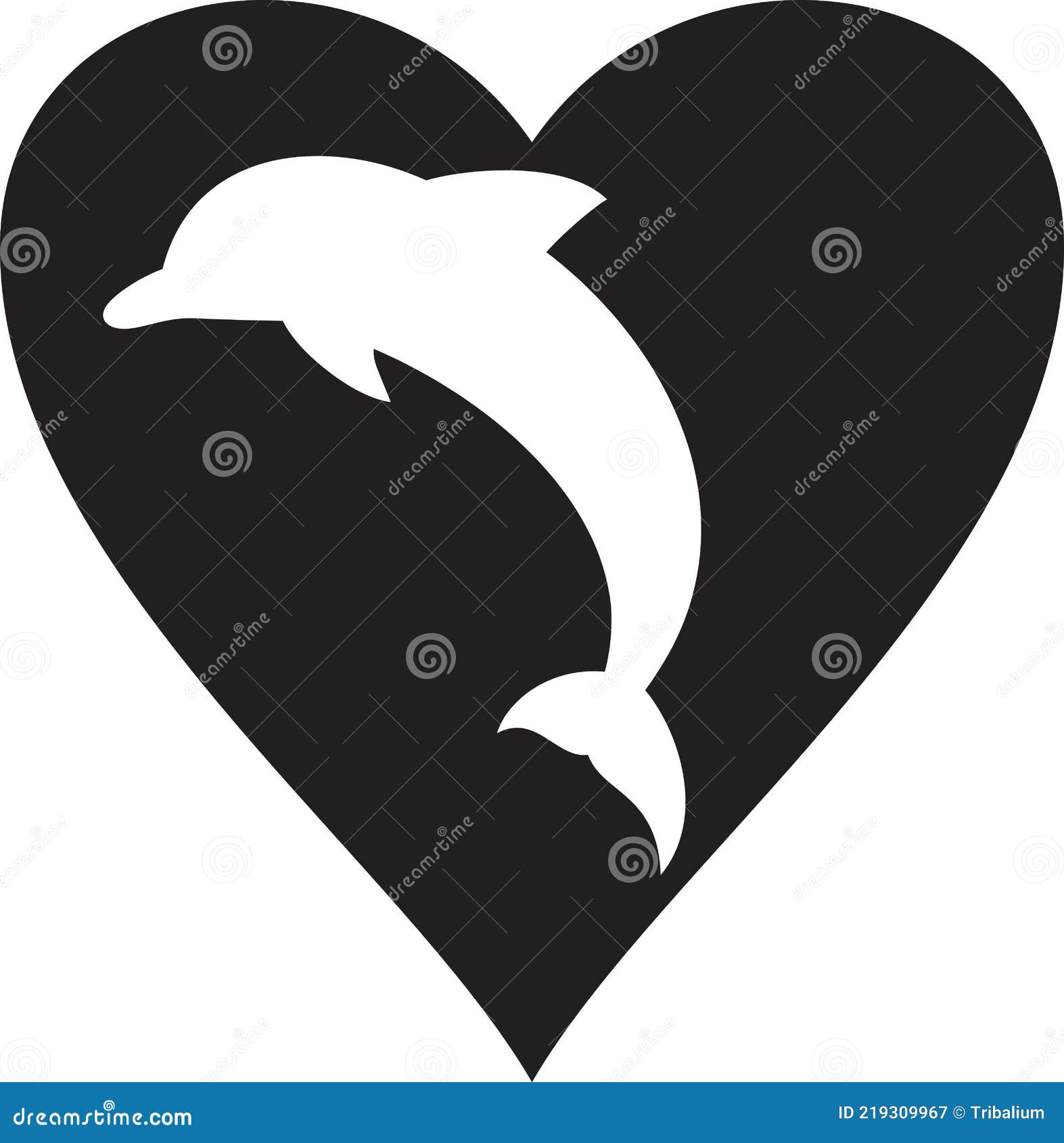 Dolphin and Heart Vector Icon Stock Vector - Illustration of emblem ...