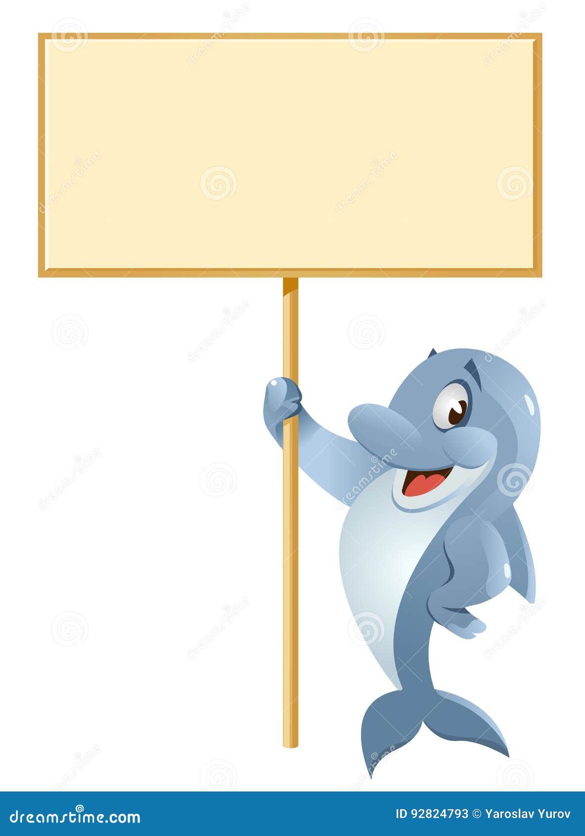 Dolphin Holding Blank Banner Stock Vector - Illustration of inhabitant ...