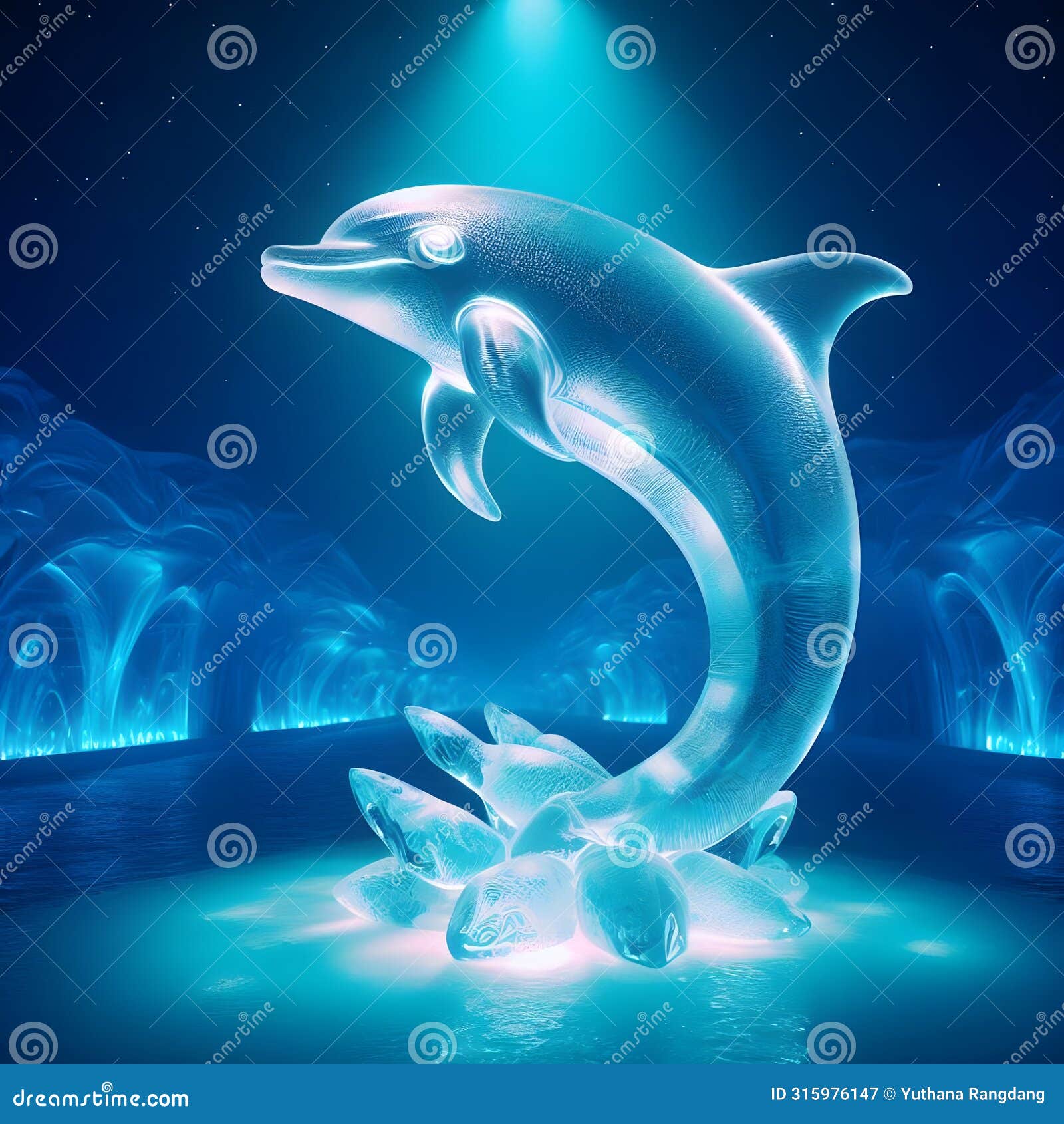 Dolphin Ice Sculpture. stock illustration. Illustration of sculpture ...