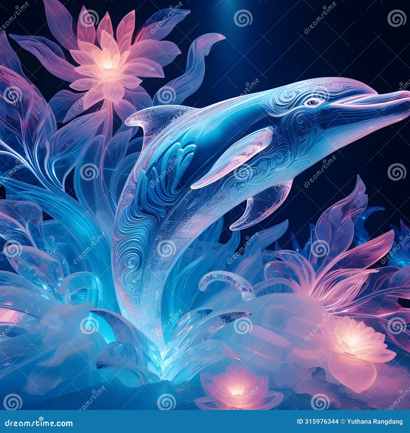 Dolphin Ice Sculpture. stock illustration. Illustration of elegant ...