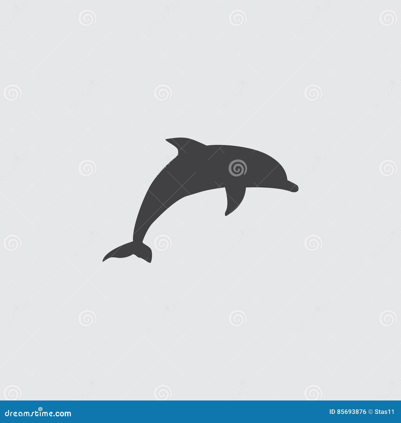Dolphin Icon in a Flat Design in Black Color. Vector Illustration Eps10 ...