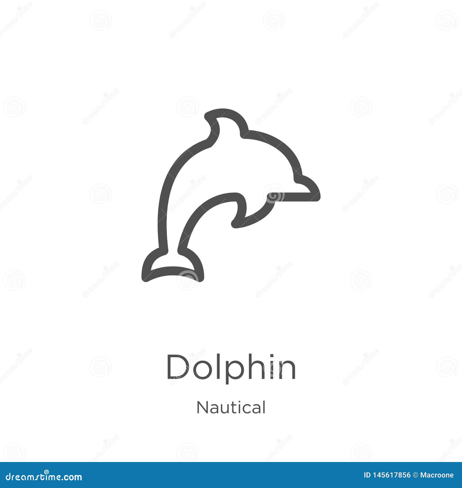 Dolphin Icon Vector from Nautical Collection. Thin Line Dolphin Outline ...