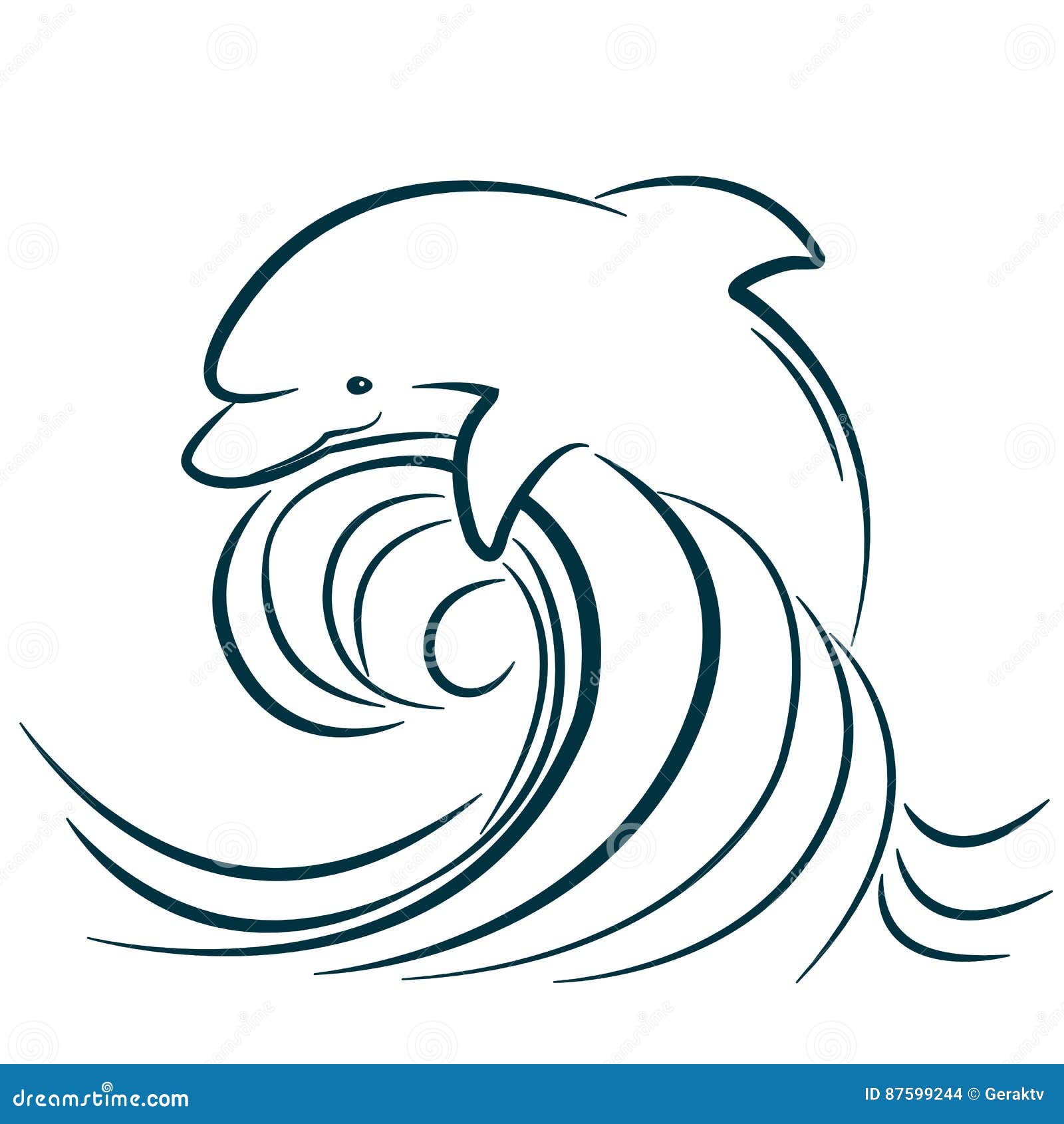 Dolphin Illustration Jumping in Water Wave. Vector Stock Vector ...