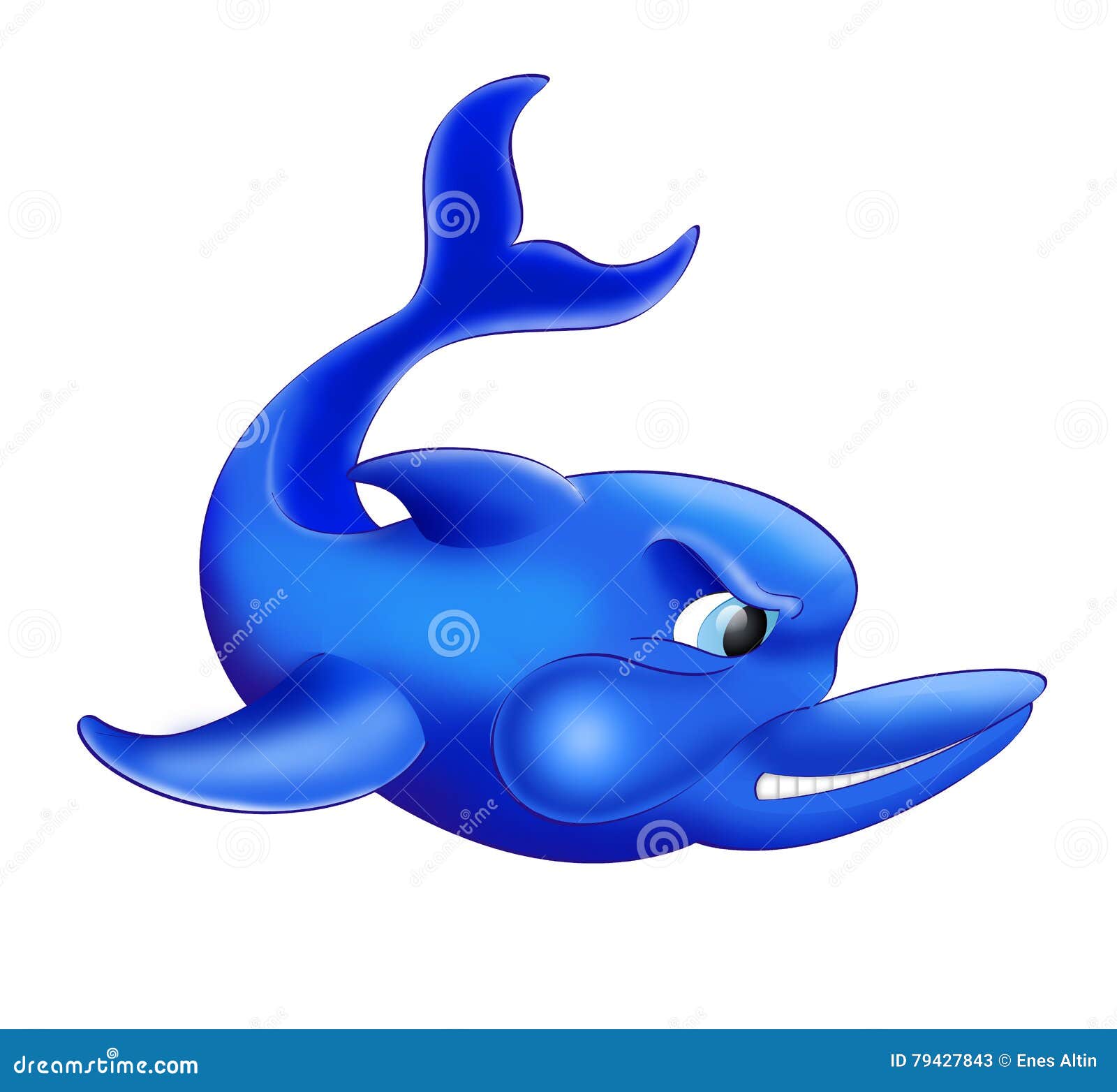 Dolphin Isolated Illustration. Blue and Angry Dolphin Fish Stock ...
