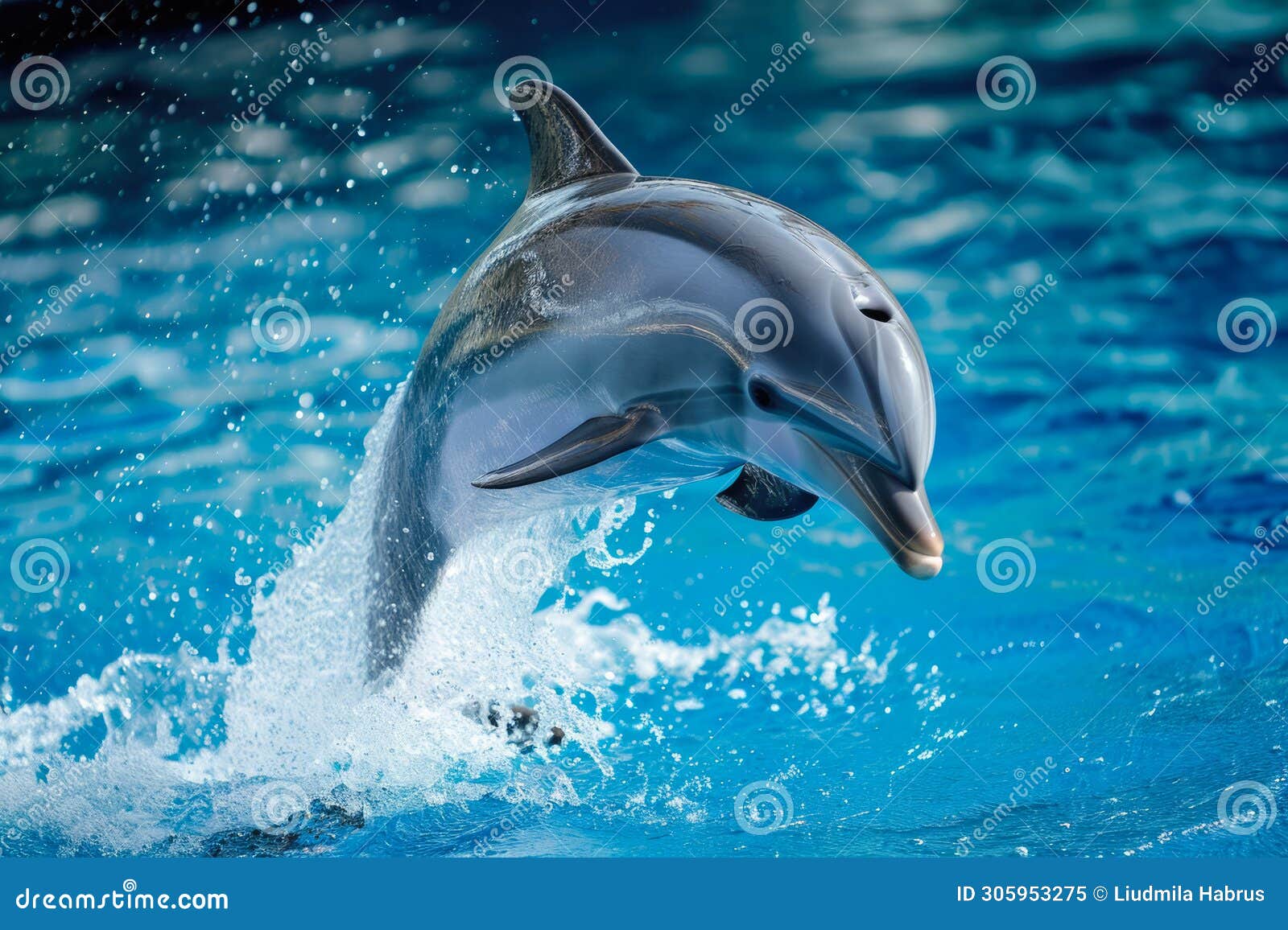 Dolphin with a Jump and a Splash Stock Image - Image of grey, leap ...