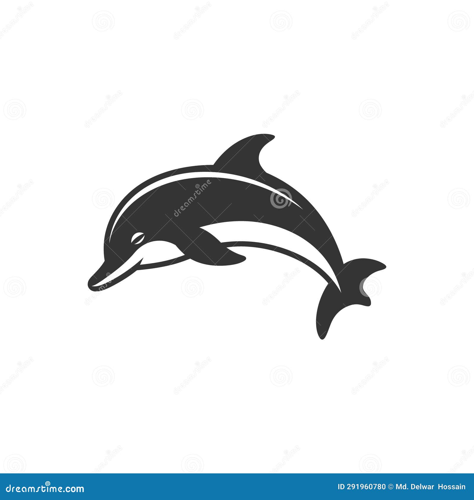 Dolphin jumping icon stock vector. Illustration of aquatic - 291960780