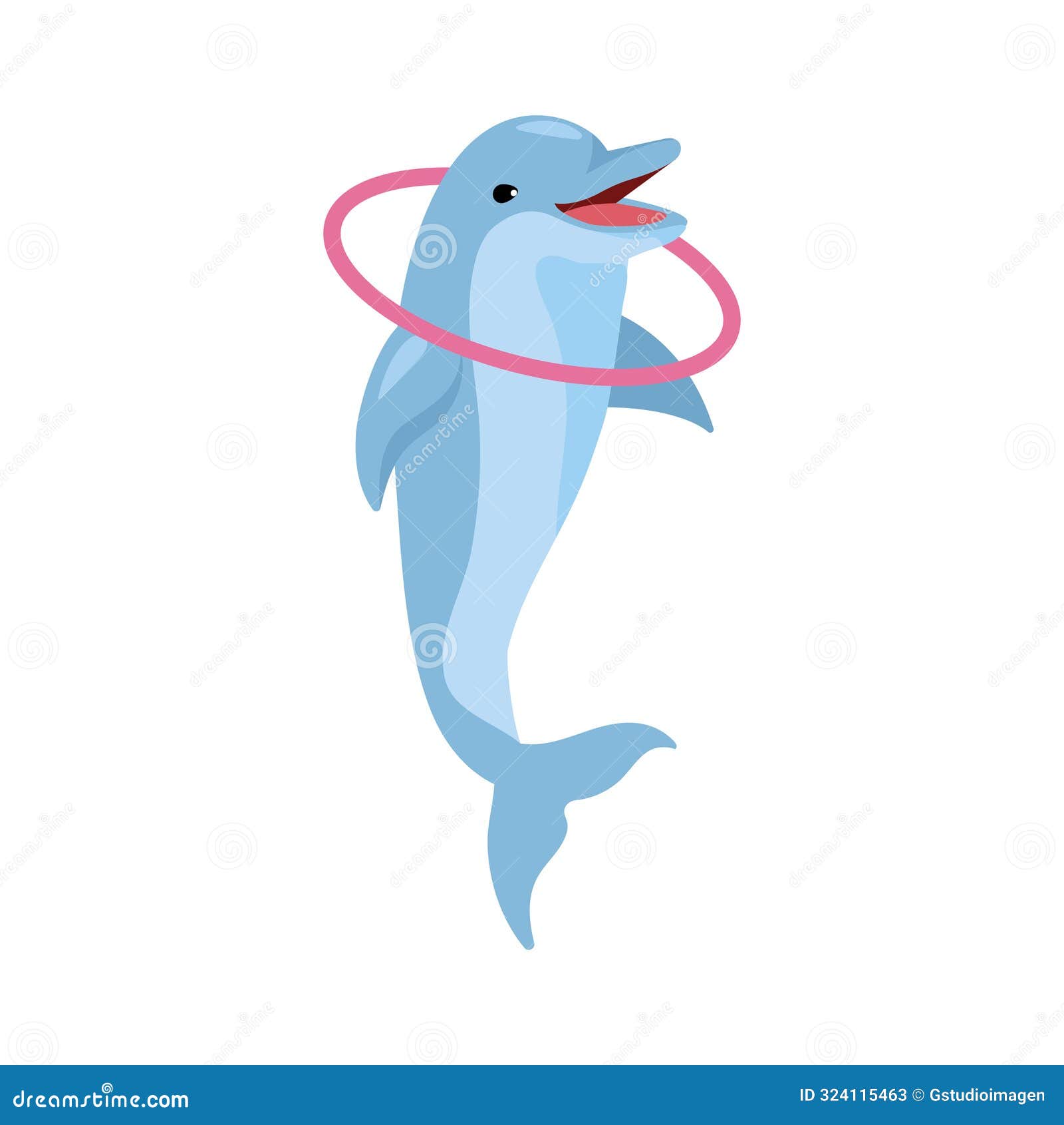 Dolphin Jumping through Ring Stock Illustration - Illustration of ...
