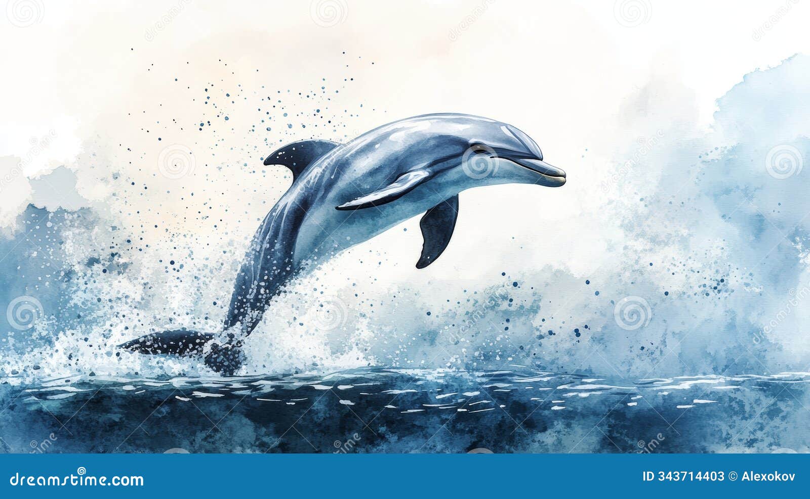 Dolphin Jumping into the Water, Underwater Scene Generative AI Stock ...