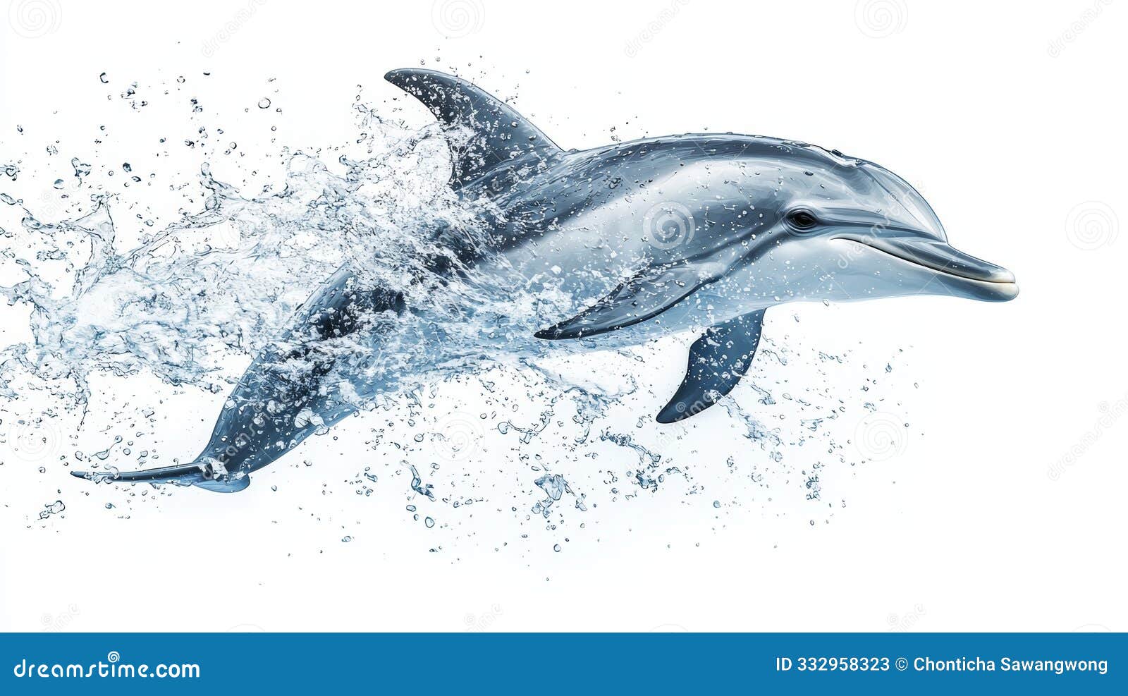 A Dolphin Leaps Out of the Water, Creating a Splash of Water Droplets ...