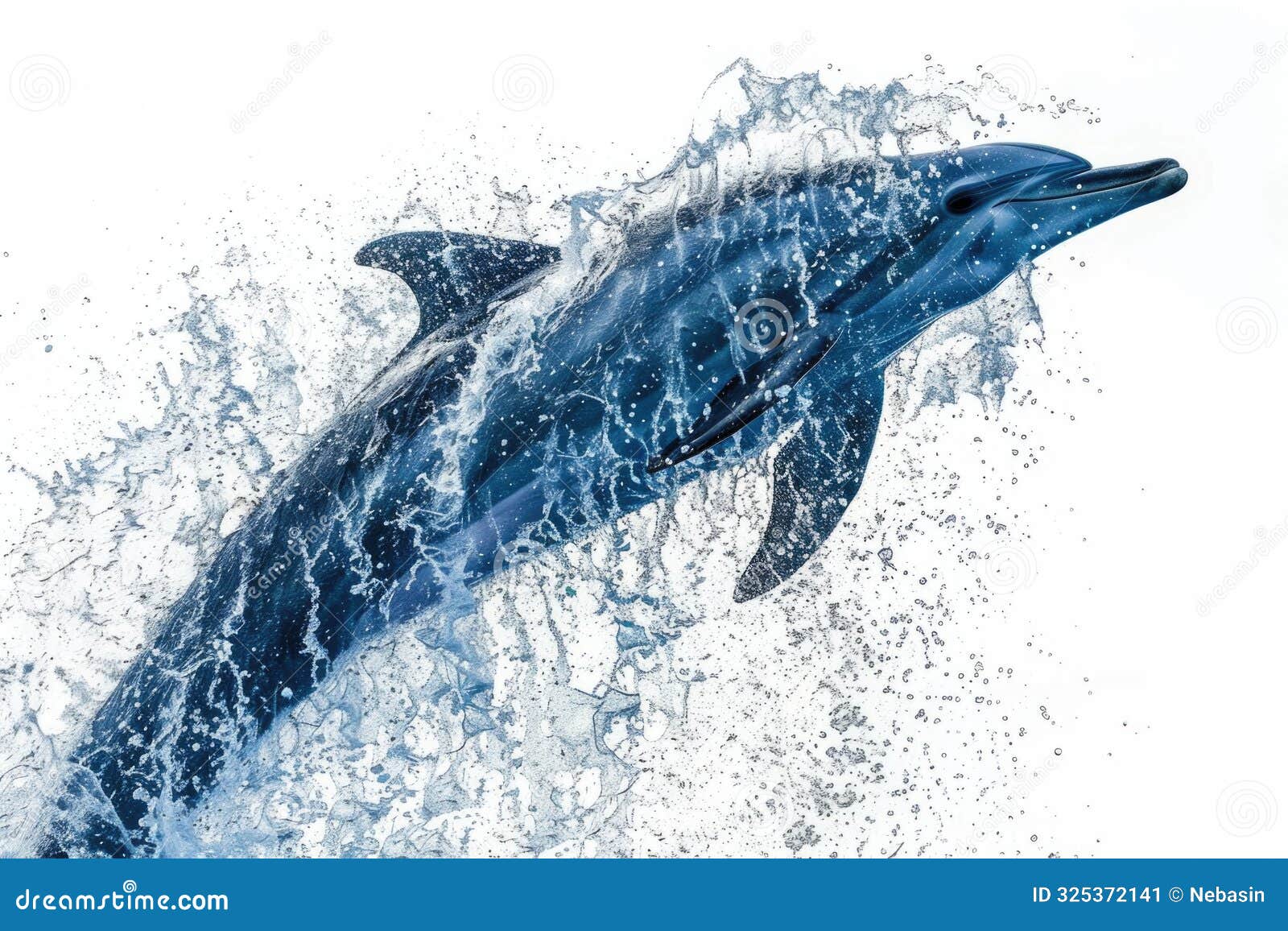 A Dolphin Leaps from the Water, Creating a Spray of Droplets that ...