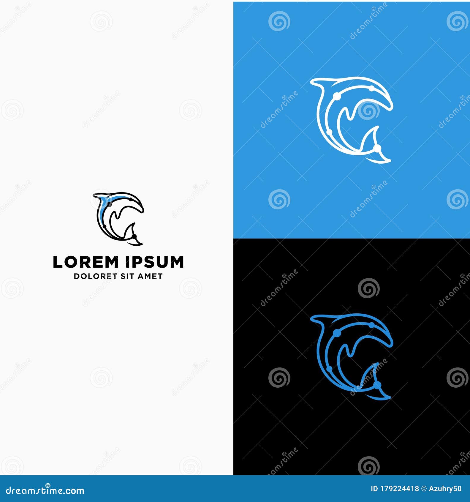Dolphin Line And Solid Icon, Aquapark Concept, Small Gregarious Whale ...