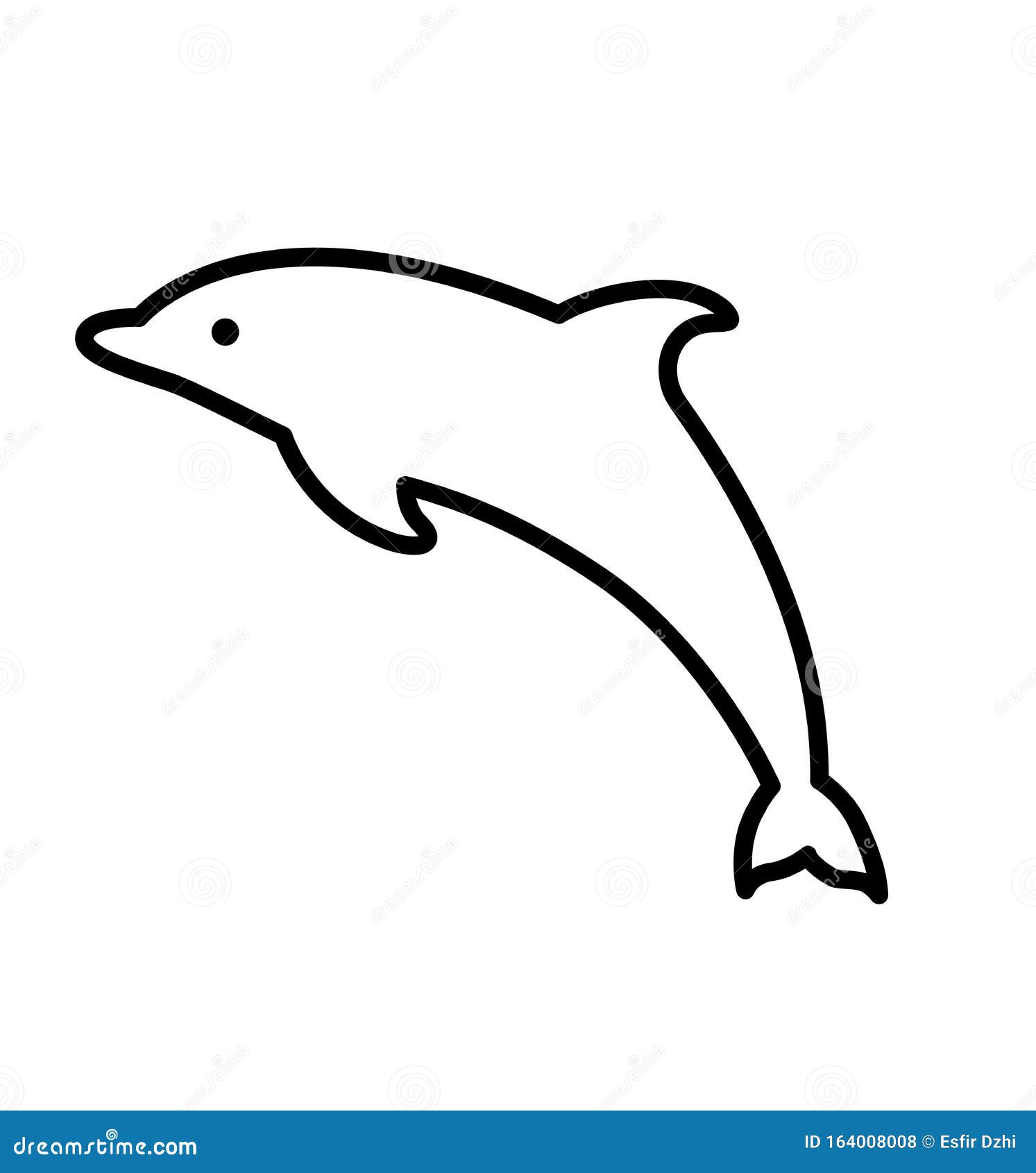 Dolphin Line Icon, Aquapark Concept, Small Gregarious Whale Sign On ...