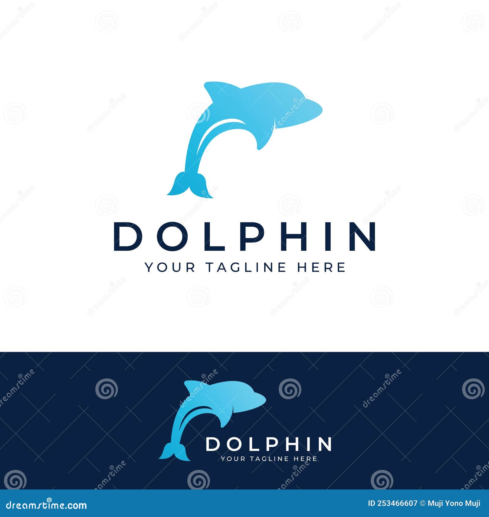 Dolphin Logo. Dolphin Jumping on the Waves of Sea or Beach. with Vector ...