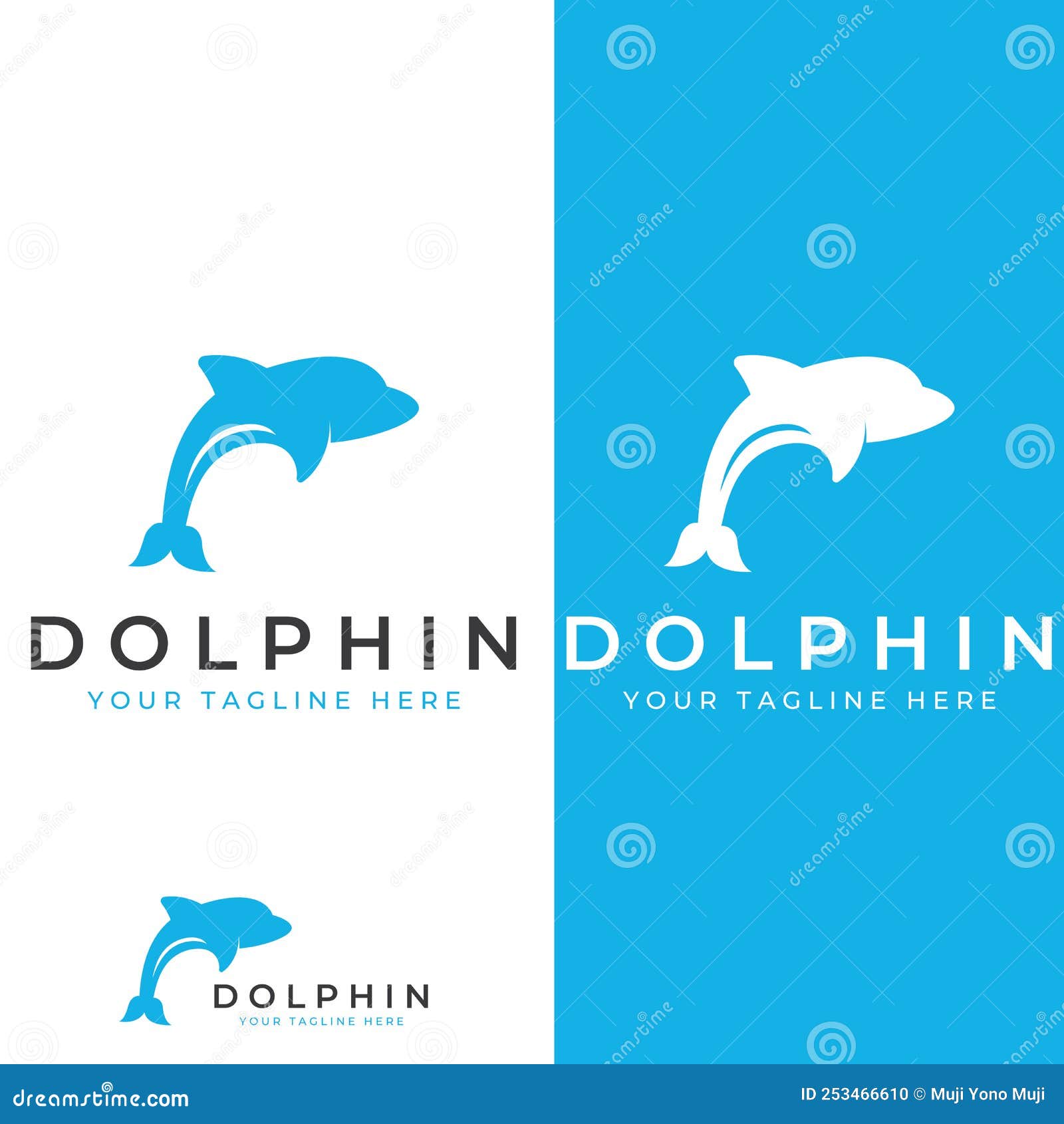 Dolphin Logo. Dolphin Jumping on the Waves of Sea or Beach. with Vector ...