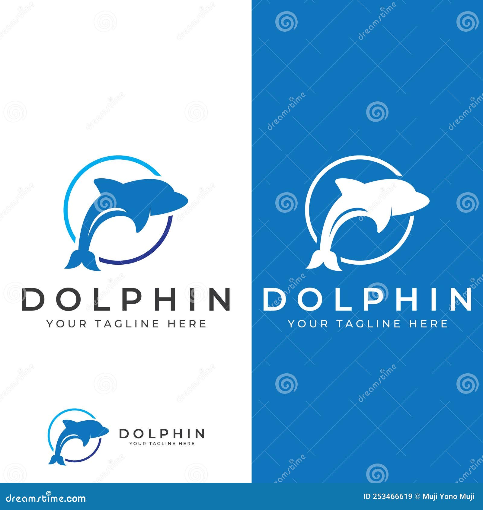 Dolphin Logo. Dolphin Jumping on the Waves of Sea or Beach. with Vector ...