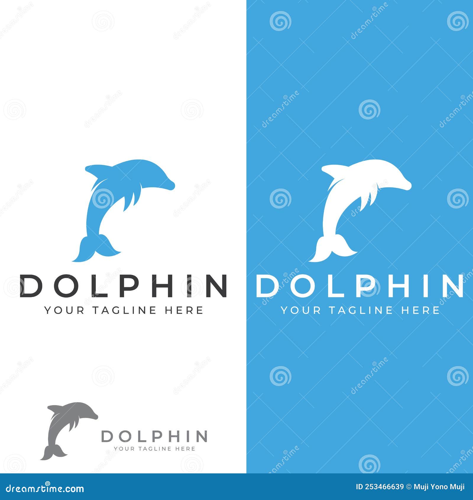 Dolphin Logo. Dolphin Jumping on the Waves of Sea or Beach. with Vector ...