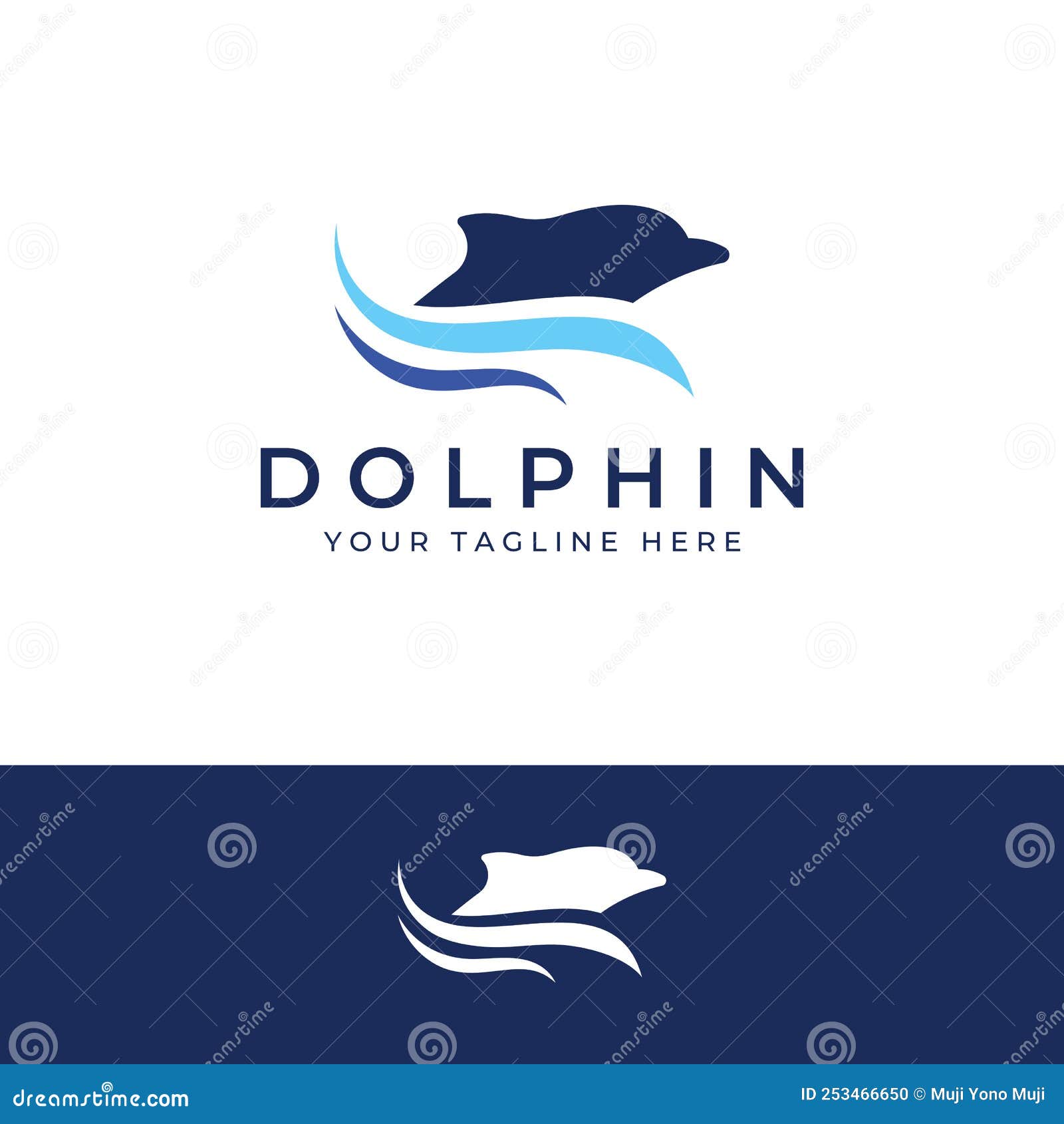 Dolphin Logo. Dolphin Jumping on the Waves of Sea or Beach. with Vector ...