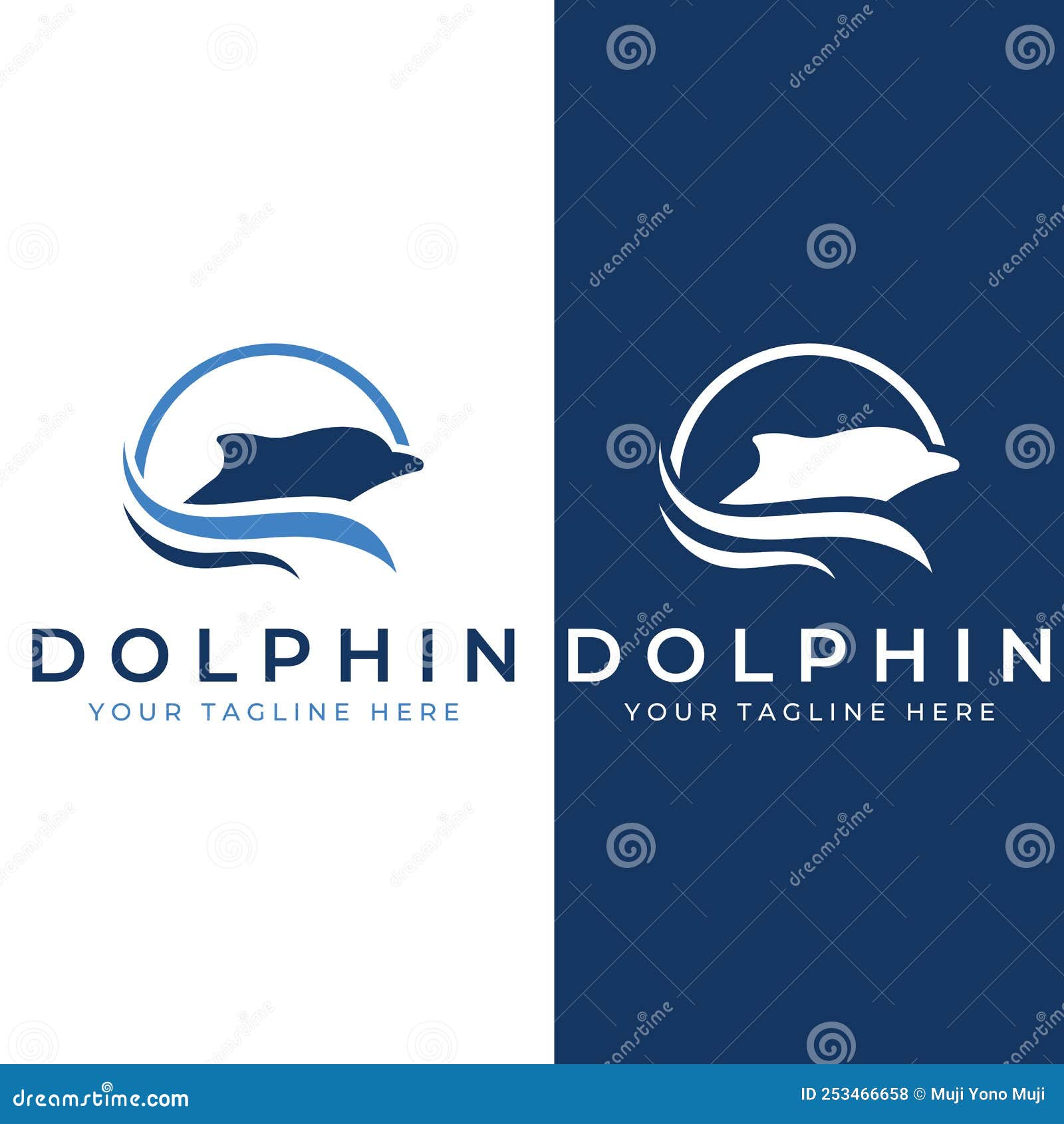 Dolphin Logo. Dolphin Jumping on the Waves of Sea or Beach. with Vector ...