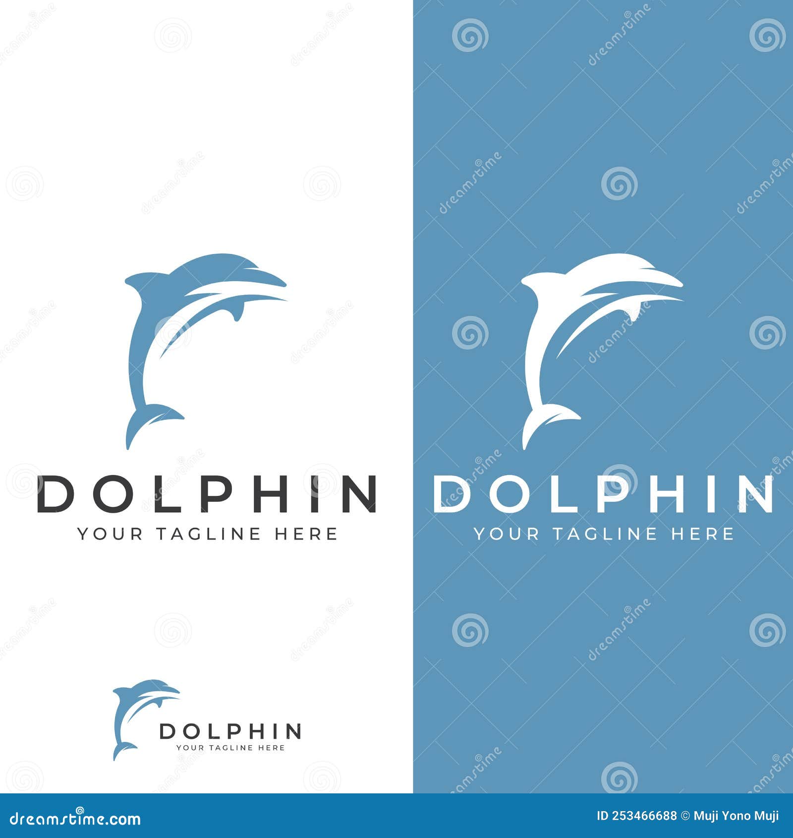 Dolphin Logo. Dolphin Jumping on the Waves of Sea or Beach. with Vector ...