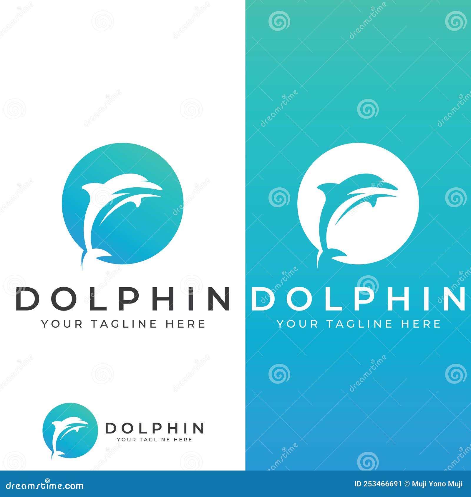 Dolphin Logo. Dolphin Jumping on the Waves of Sea or Beach. with Vector ...