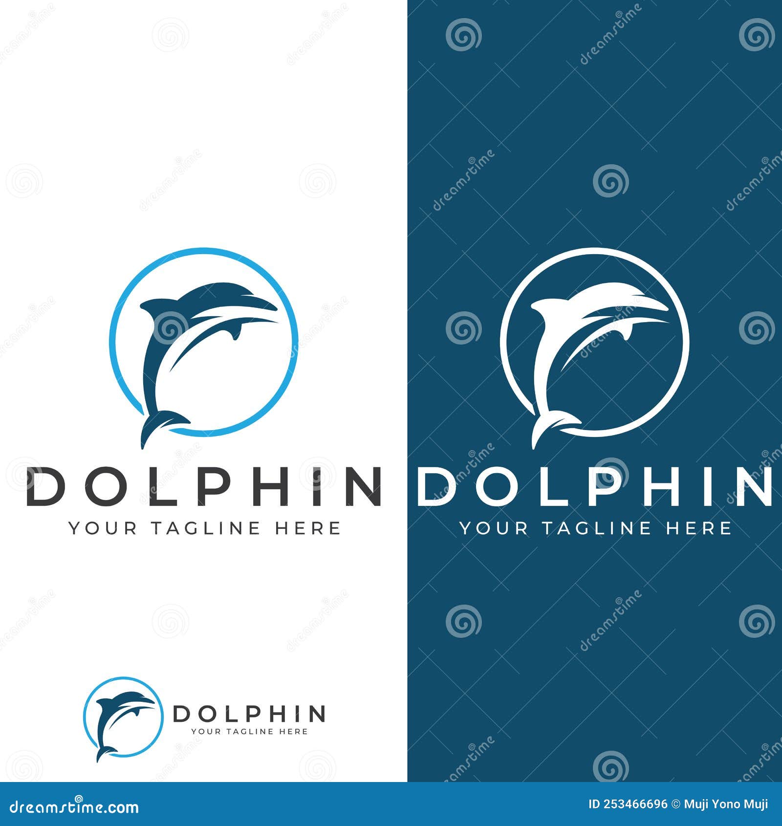 Dolphin Logo. Dolphin Jumping on the Waves of Sea or Beach. with Vector ...