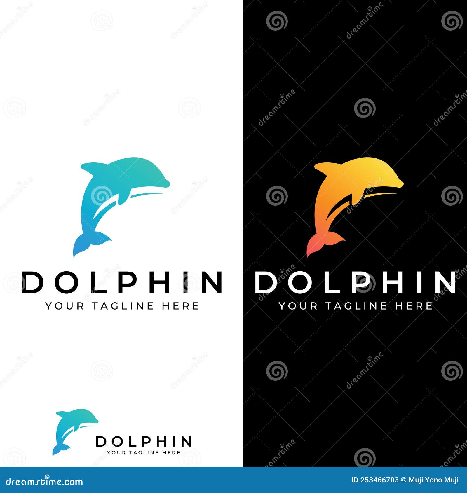 Dolphin Logo. Dolphin Jumping on the Waves of Sea or Beach. with Vector ...